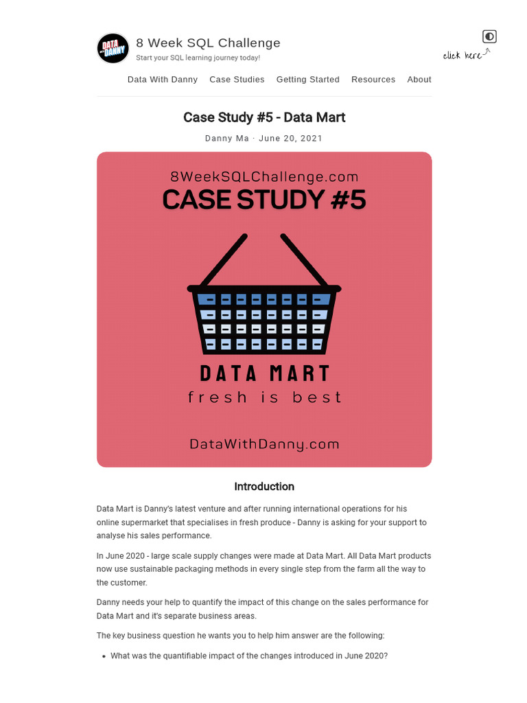 Case Study #5 - Data Mart - 8 Week SQL Challenge - Start Your SQL Learning Journey Today! | PDF