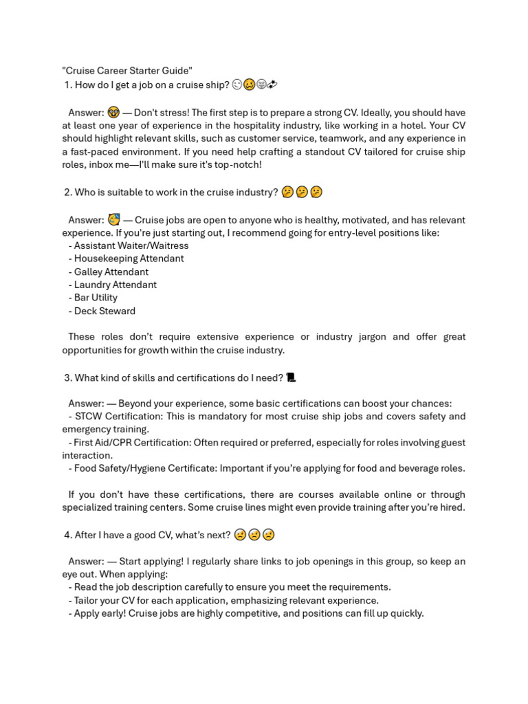 Cruise Career Starter Guide | PDF Cruise Career Starter Guide | PDF