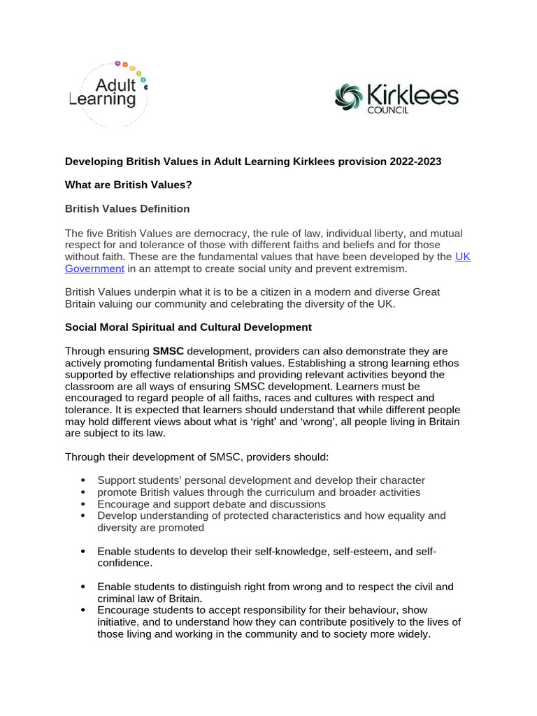 What Are British Values | PDF