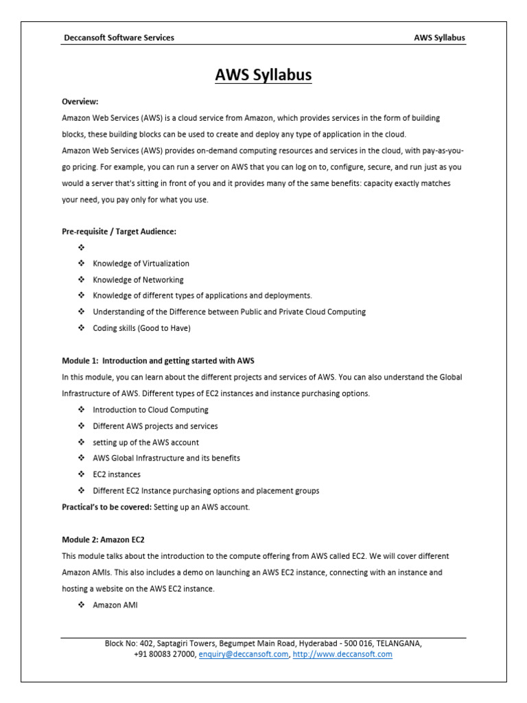 Syllabus of AWS | PDF