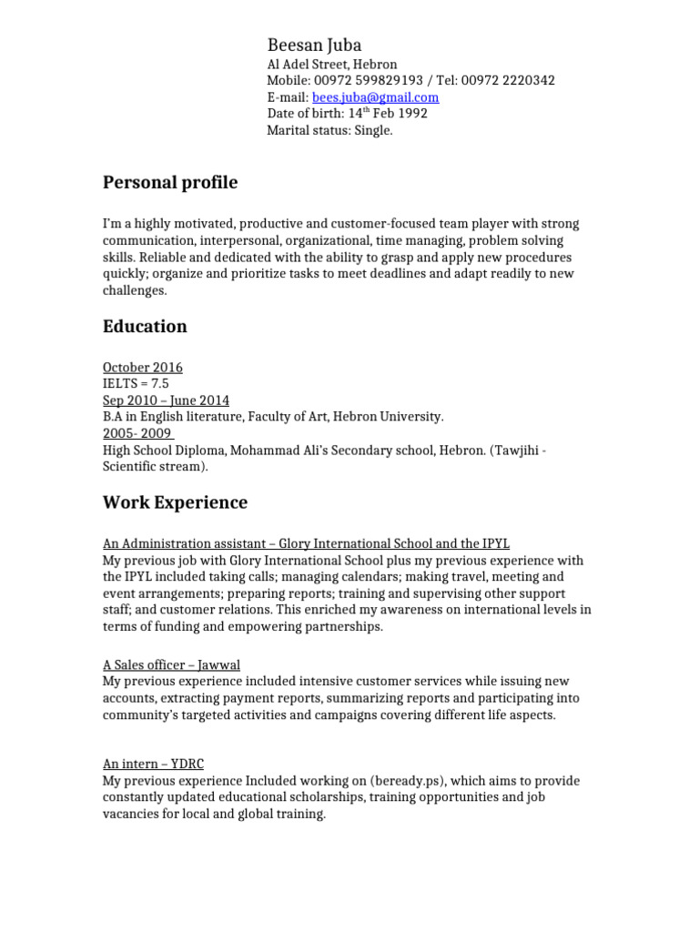 Beesan CV | PDF