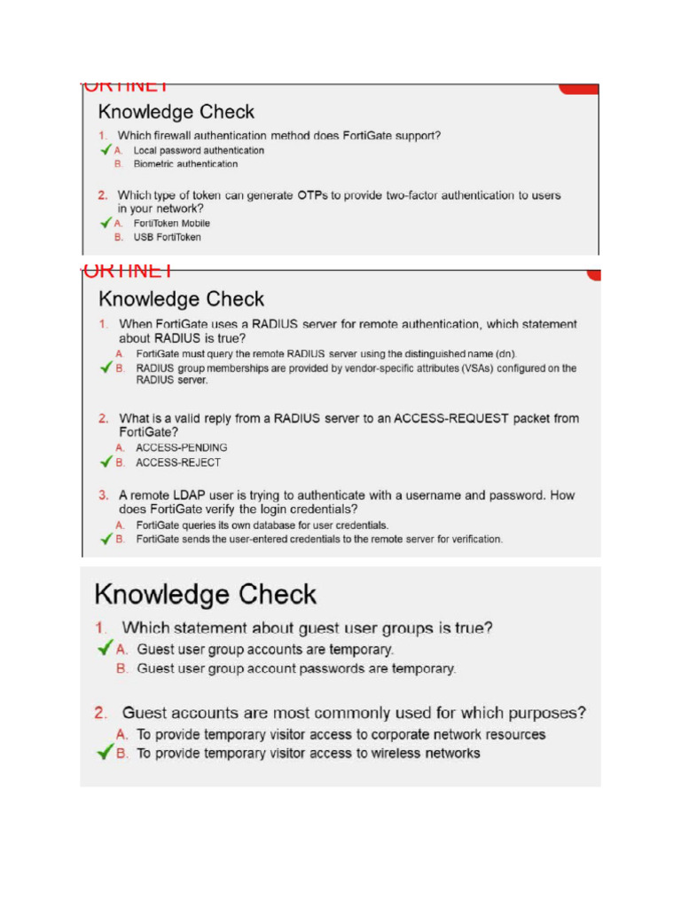 Knowledge Checks 1 NSE4 | PDF