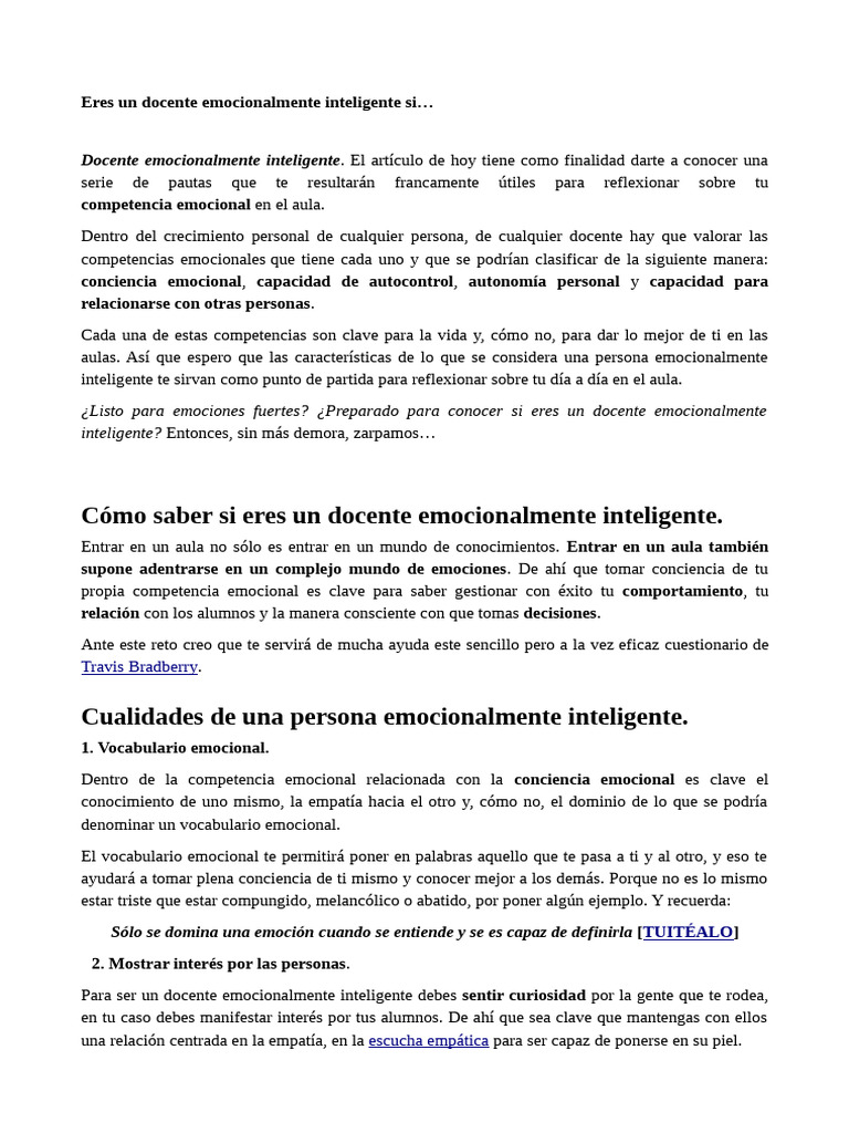 Docente Emocionalmente Inteligente | PDF