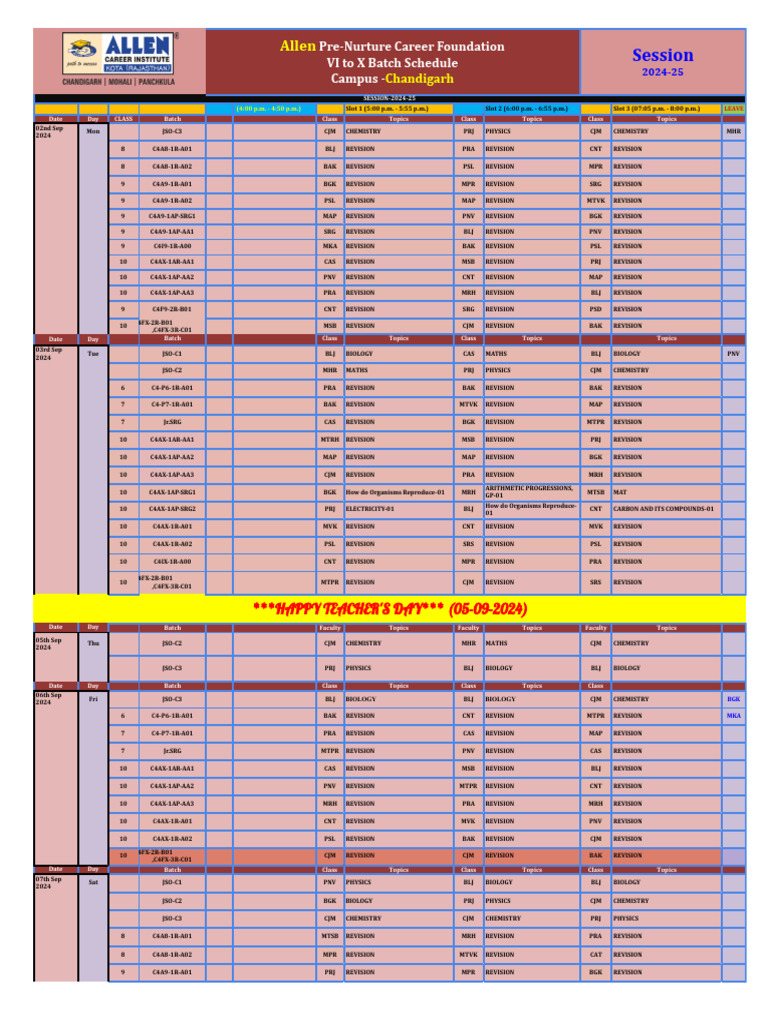 PNCF TT CDG Campus 2024-25-02nd Sep To 08th Sep | PDF