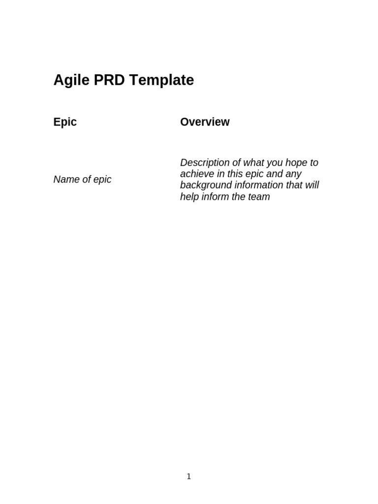 Agile PRD Excel Template | PDF