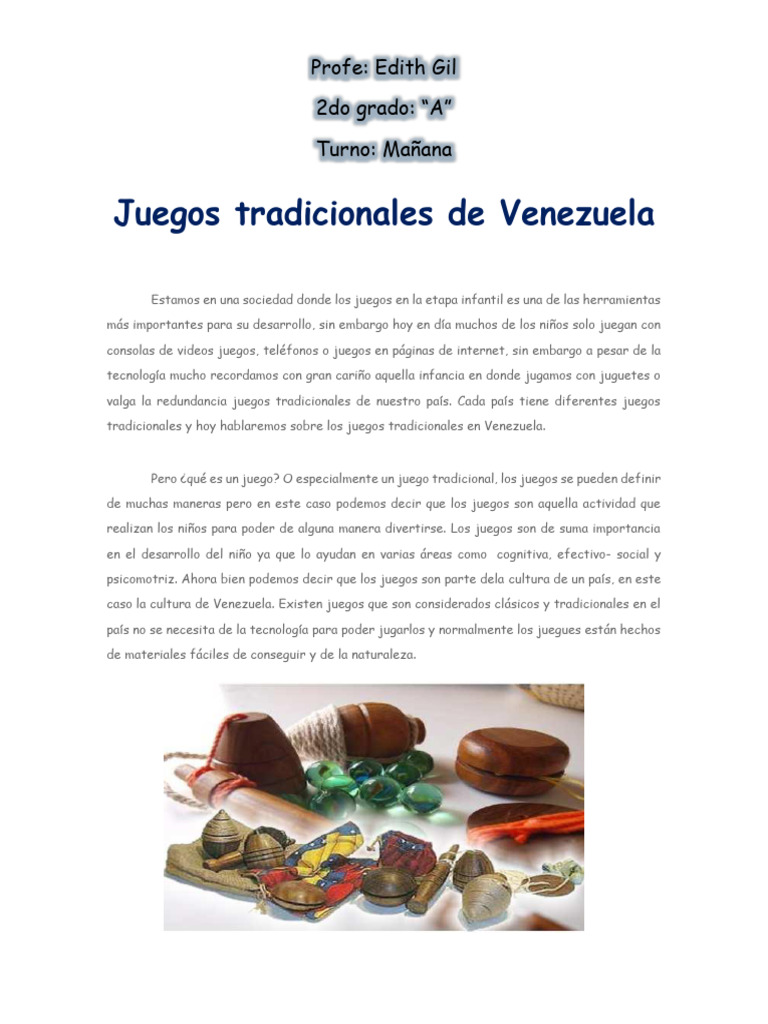 Juegos Tradicionales de Venezuela | PDF | Hogar, jardinería y bricolaje