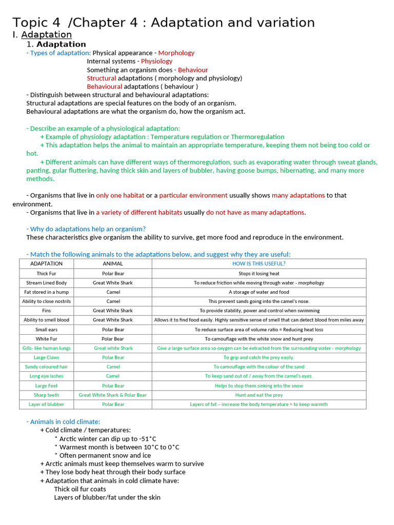Ch.4 Apatation and Variation | PDF