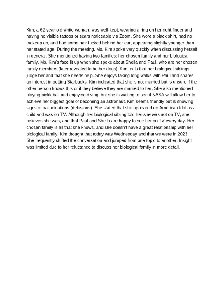 Kim, A 62-Year-Old White Woman, Was Well-Kept With A Ring On Her Right ...