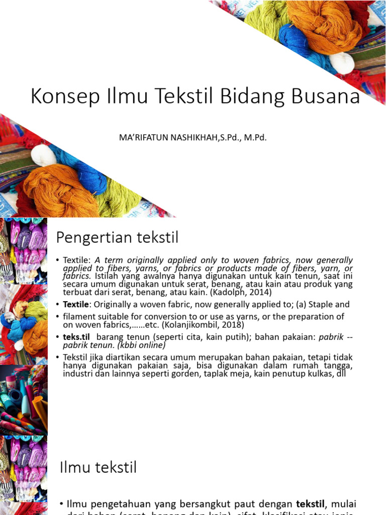 Konsep Ilmu Tekstil Pertemuan 1-2024 Gasal | PDF