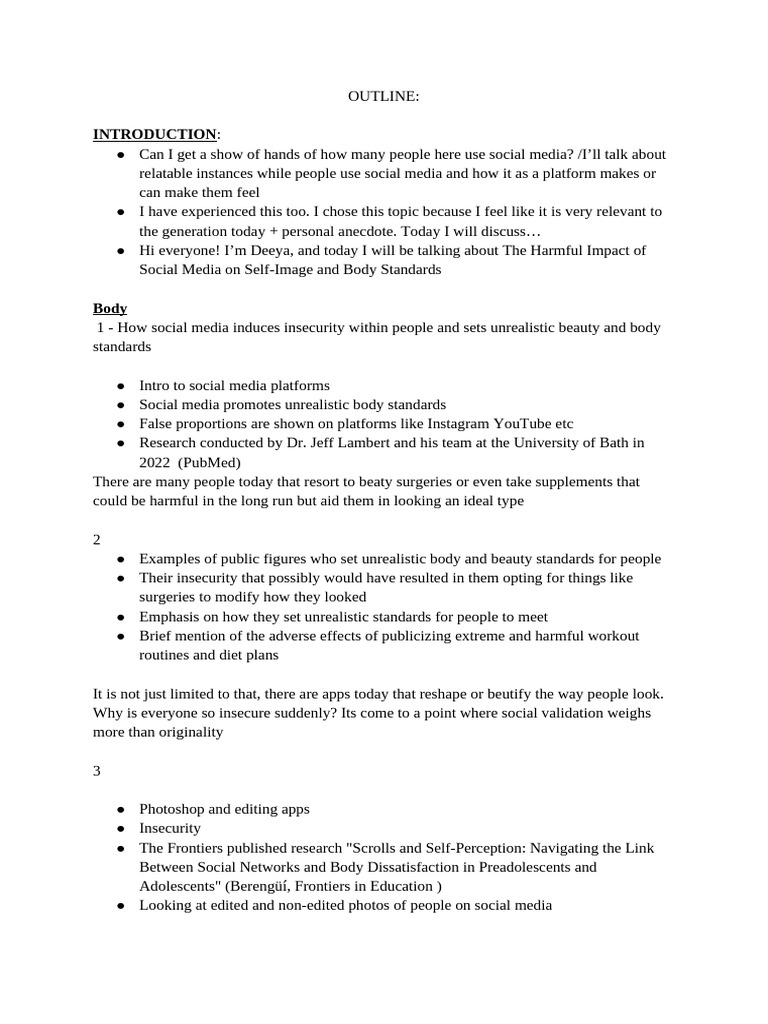 Revised Informative Speech Outline - Deeya | PDF