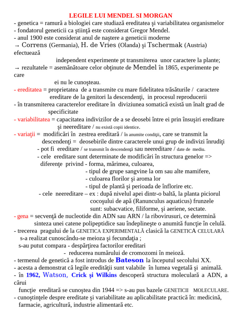 6.legile Lui Mendel +ƒi Morgan | PDF