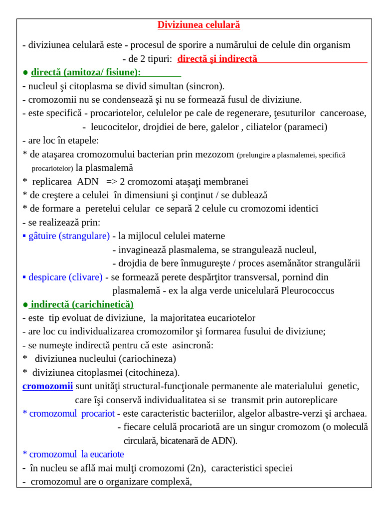 Diviziunea Celulară | PDF