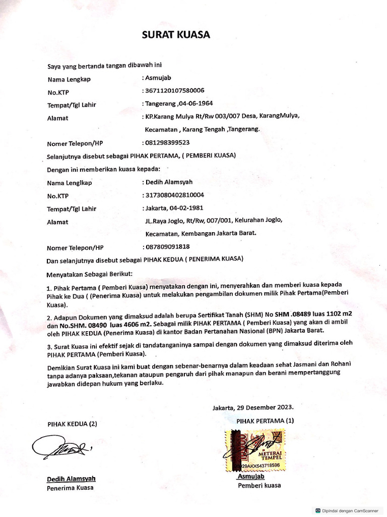 Surat Kuasa Asmujab PDF