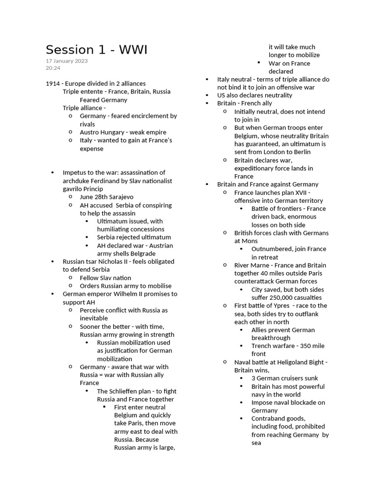 Session 1 - WWI | PDF