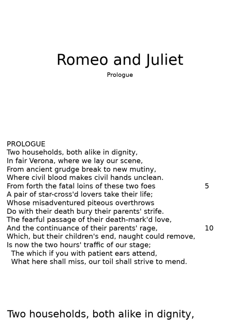 Romeo and Juliet Prologue | PDF