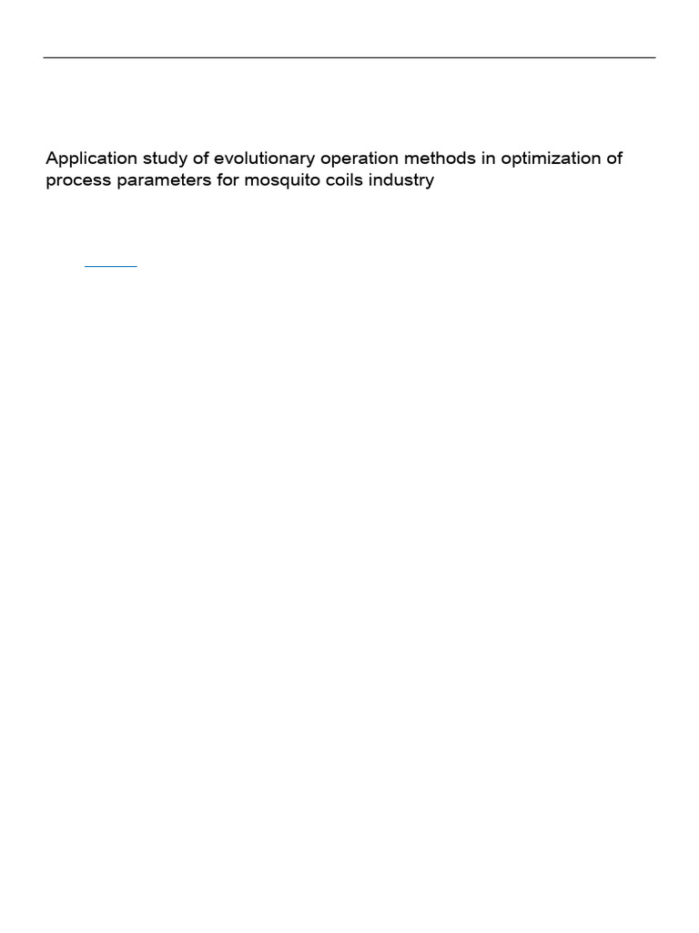 Application Study of Evolutionary Operation Method | PDF