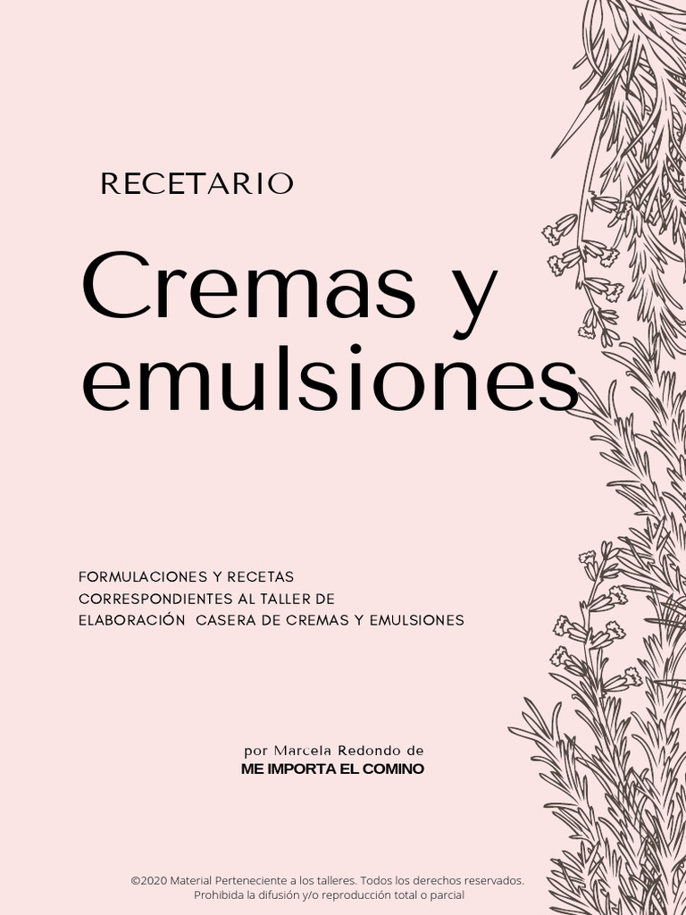 Recetario Taller Cremas y Emulsiones | PDF