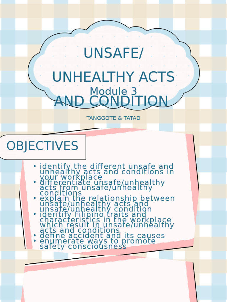UNSAFE/UNHEALTHY ACTS AND CONDITION | PDF