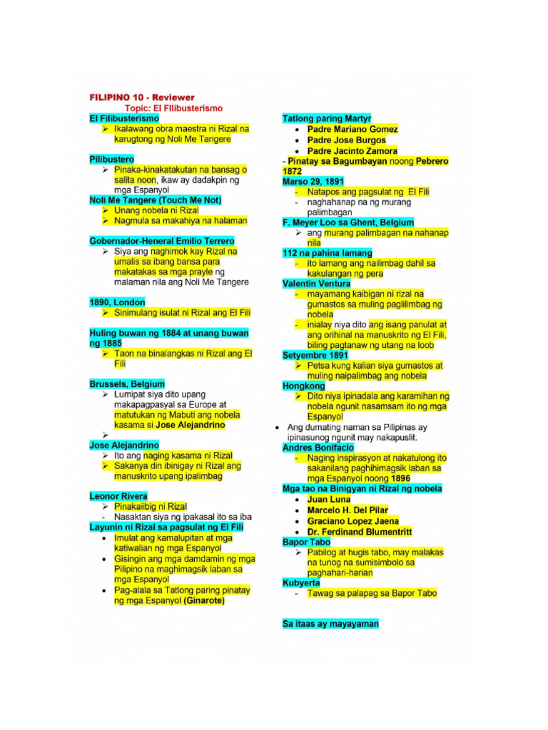 El Fili Reviewer | PDF