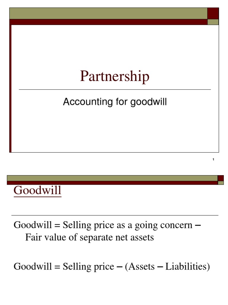 Partnership GOODWILL | PDF | Goodwill (Accounting) | Accounting