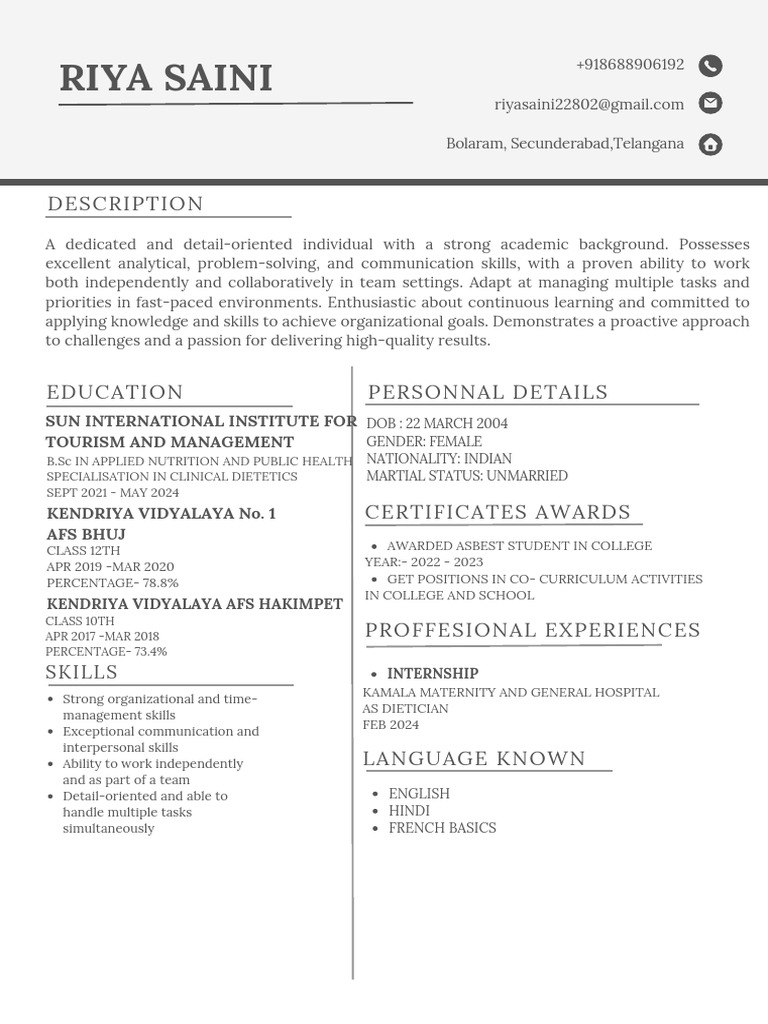 Resume Riya Saini | PDF