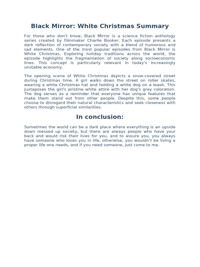 Black Mirror White Christmas Summary | PDF