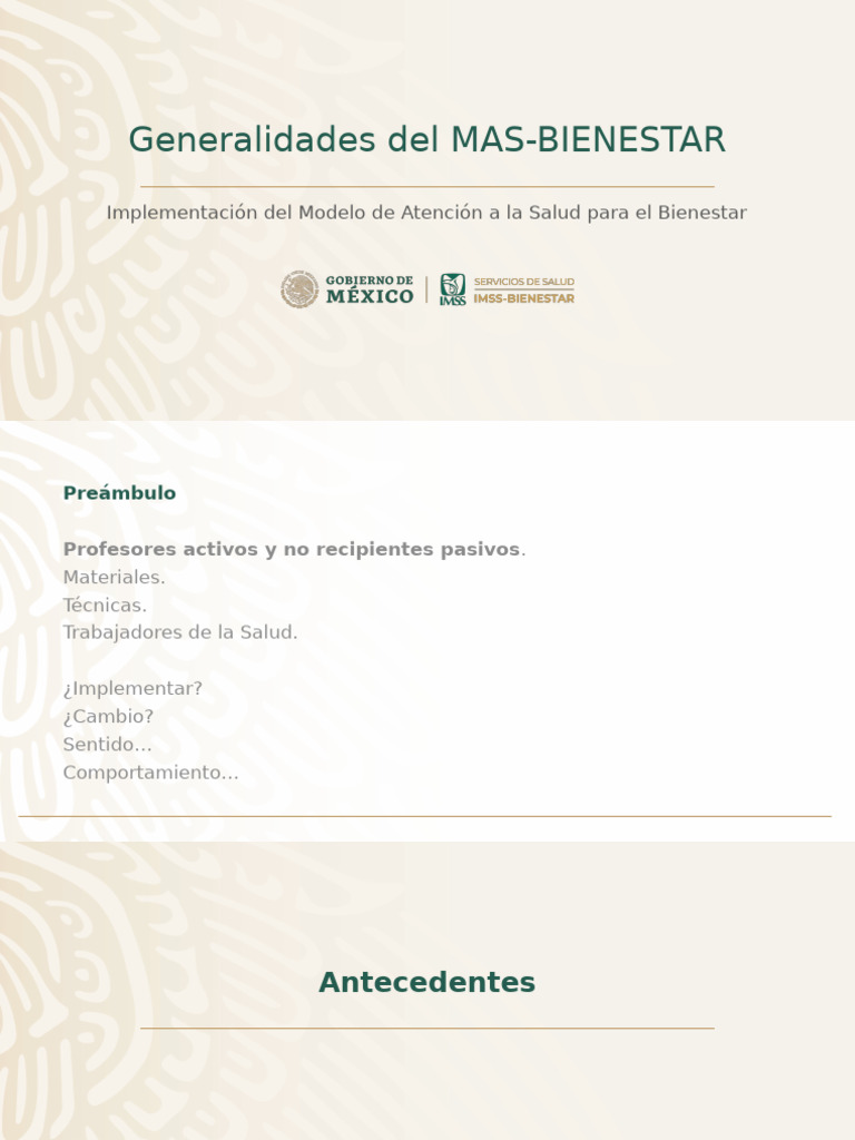 Generalidades Del MAS-BIENESTAR | PDF