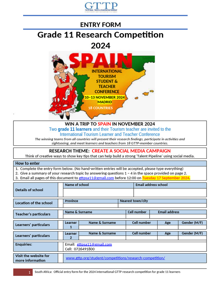 GTTP-SA Research competition 2024 ENTRY FORM ee | PDF
