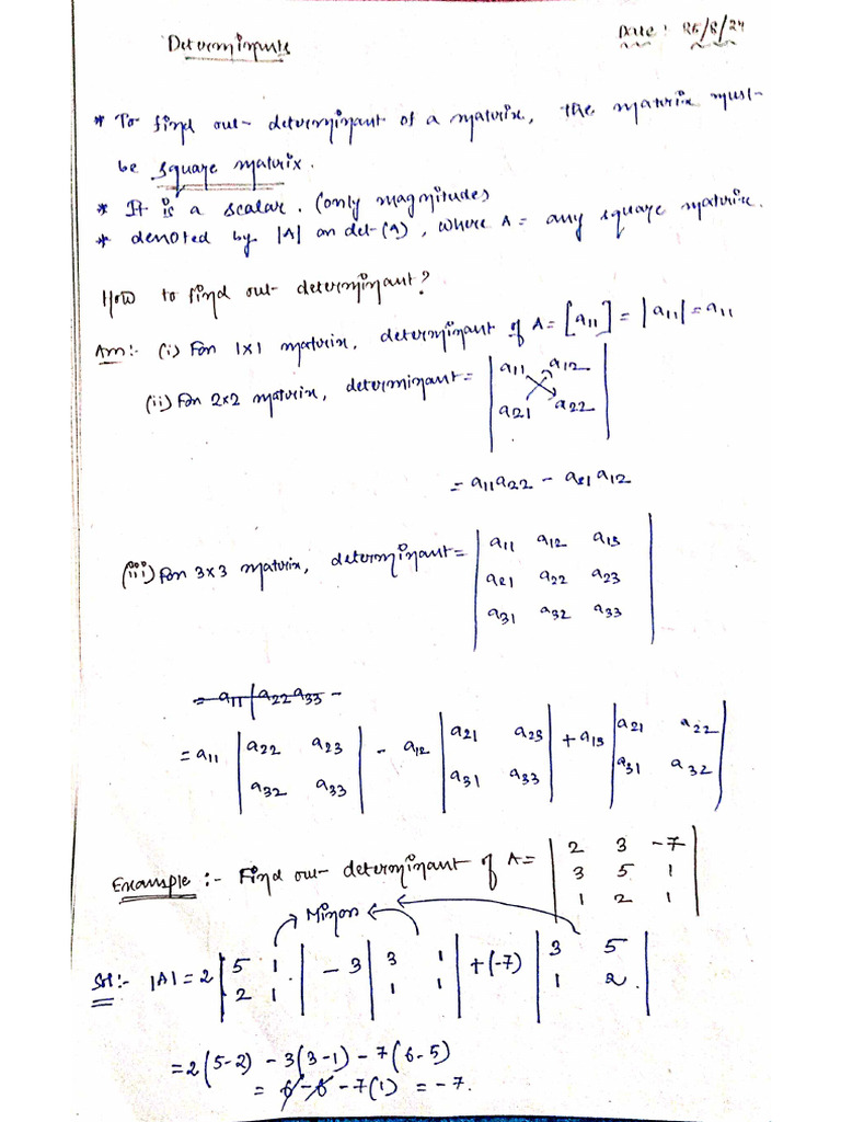 Determinants, Adjoint and Inverse of A Matrix | PDF