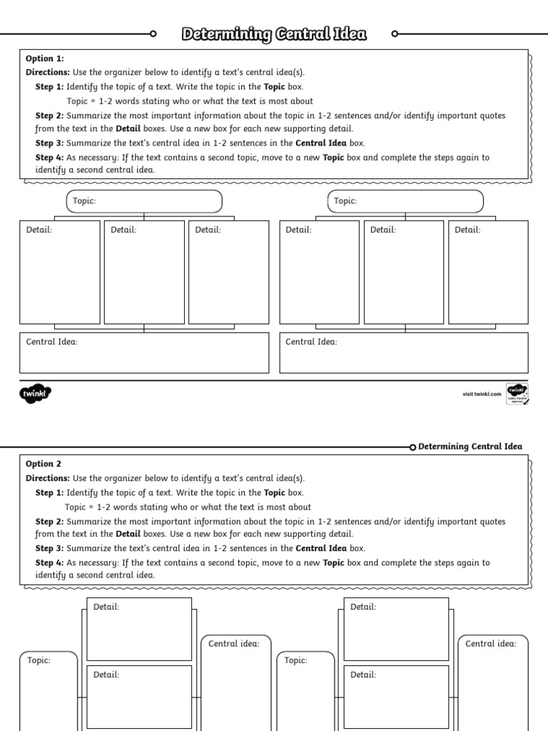 (Graphic Organizer) Determining Central Idea | PDF