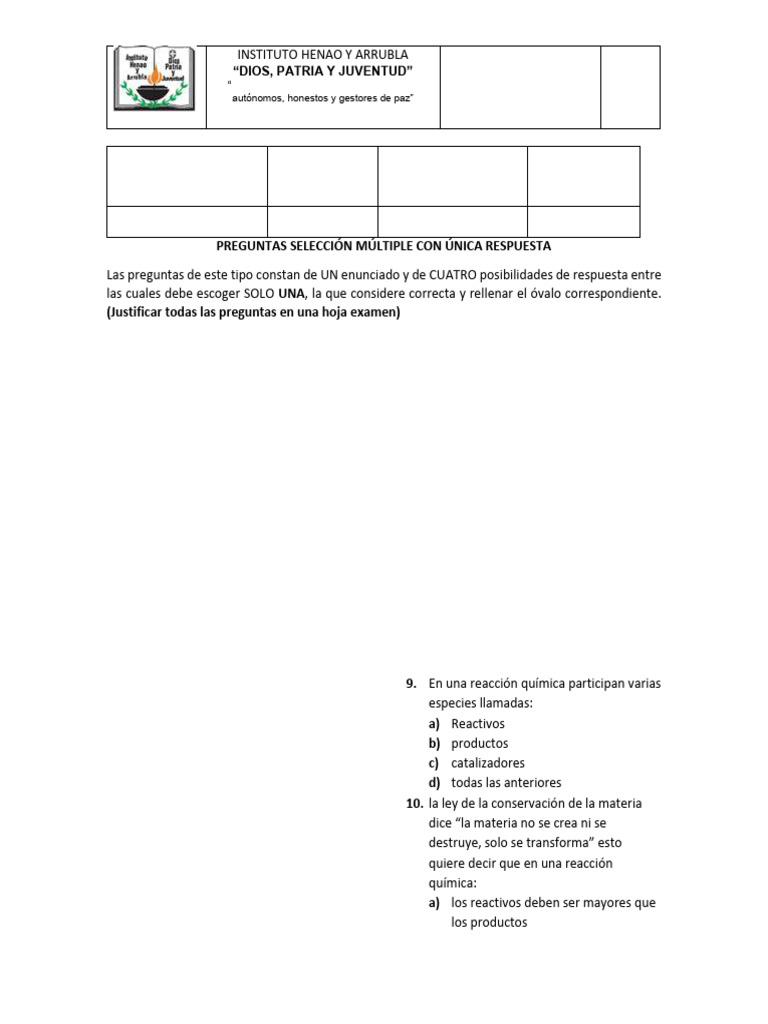 Taller de Recuperacion Decimo | PDF | Reacciones químicas | Ciencia y matemáticas