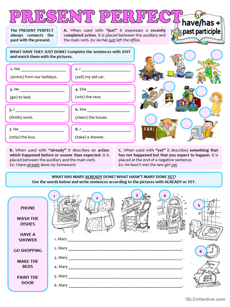 PRESENT PERFECT With Already - Just - Yet | PDF