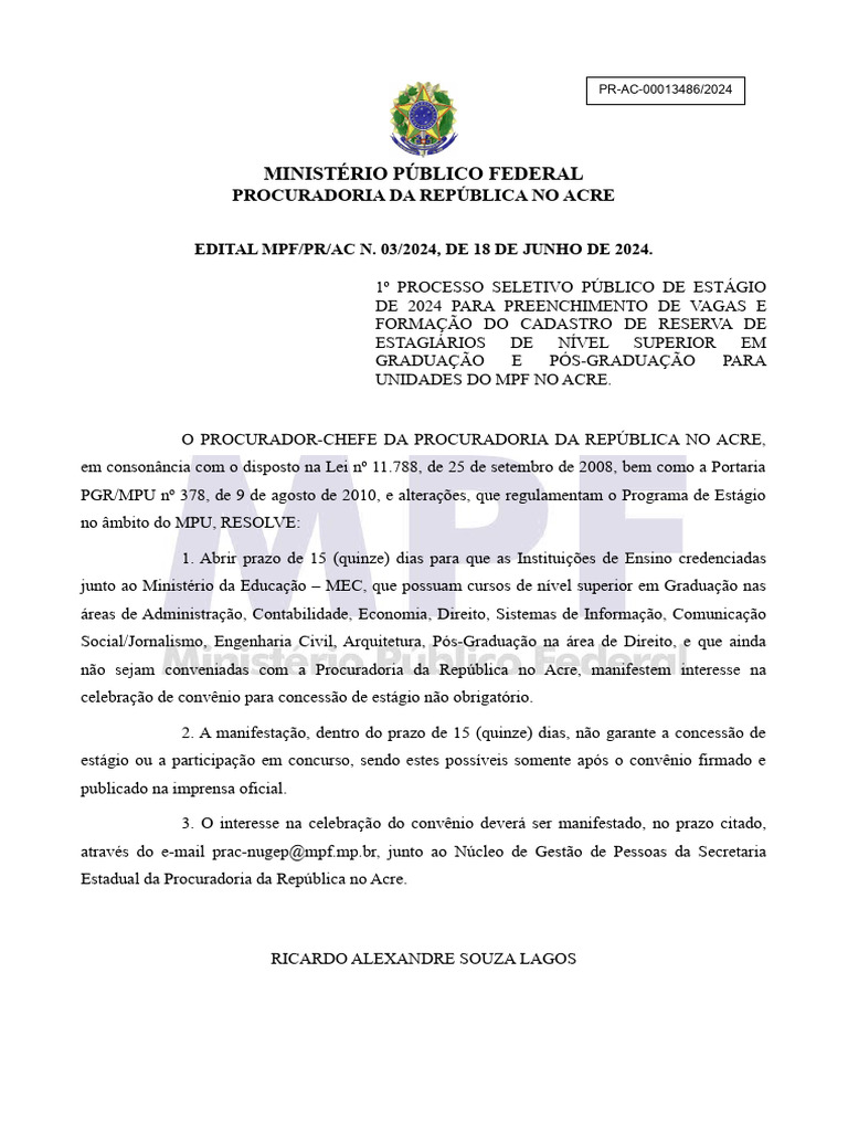 Edital Mpf-Prac 03 - 2024 - Pse 2024 - 1 | PDF