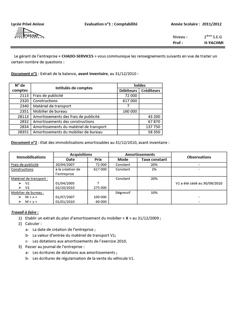 2BAC ECO C1 S1 Compta | PDF
