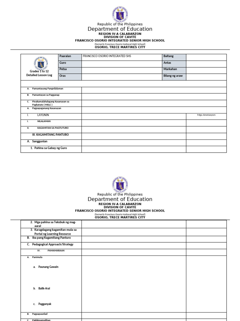 Sample-Dlp Template Esp Fil With-Annotation Column-1-1 | PDF