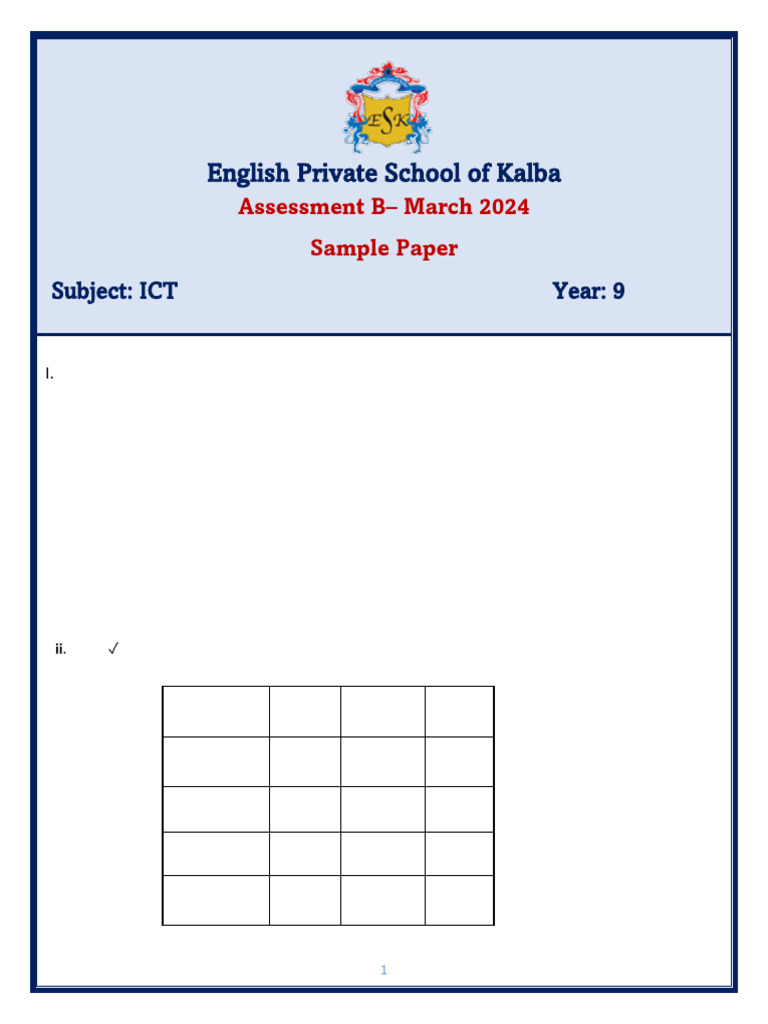 Y9-Assesment A Sample Paper+answer 2024 | PDF | Computer Data Storage | Dvd