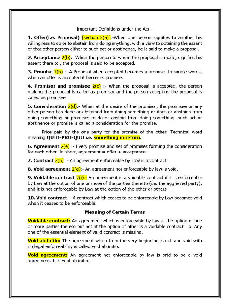 Contract 1 Unit 1 And Unit 2 Pdf Offer And Acceptance Law