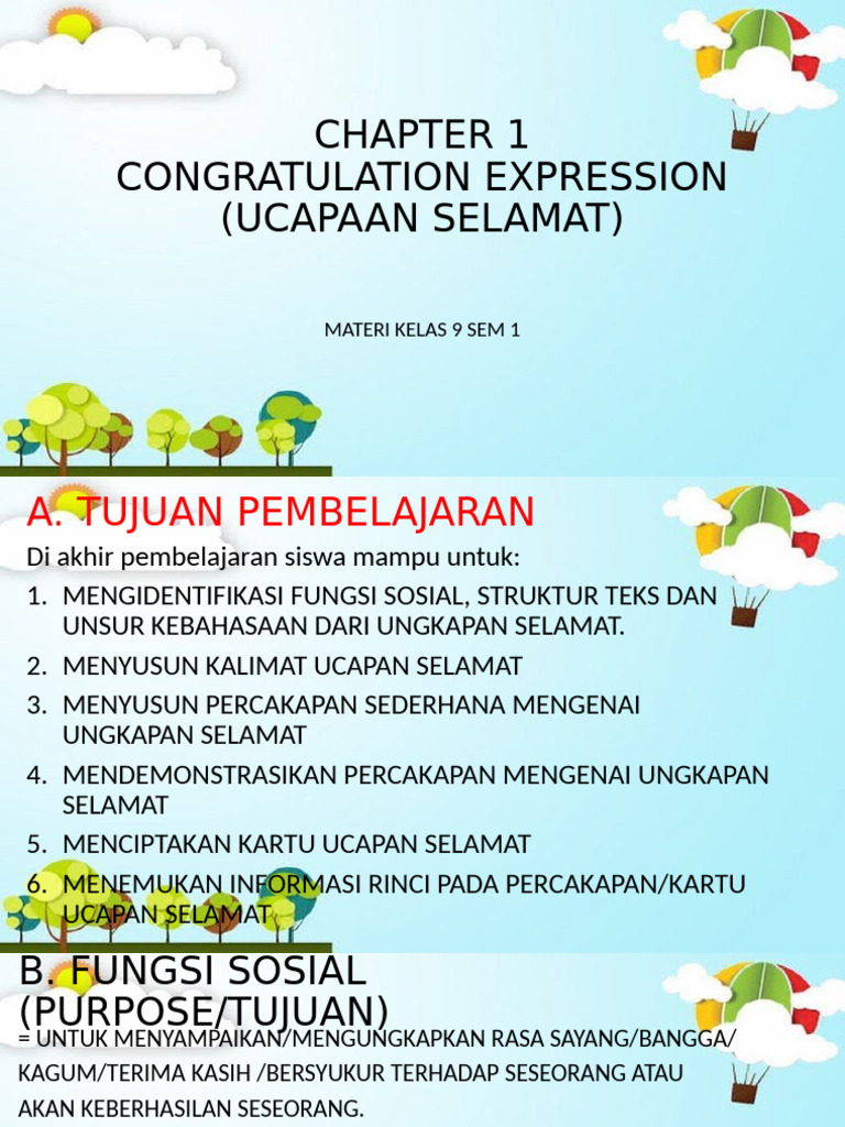 Chapter 1 Congratulation KLS 9 Sem 1-Part 1 | PDF