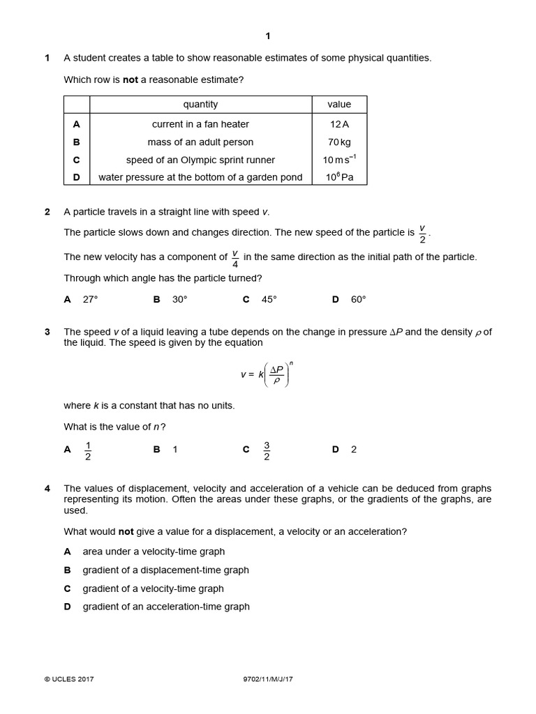 Ws Physical Quantities MCQ | PDF