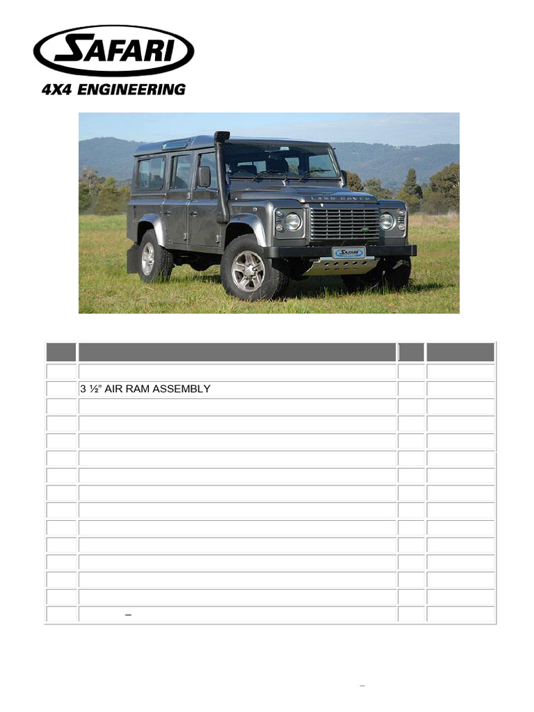 SS580HF Safari Snorkel Installation Guide | PDF