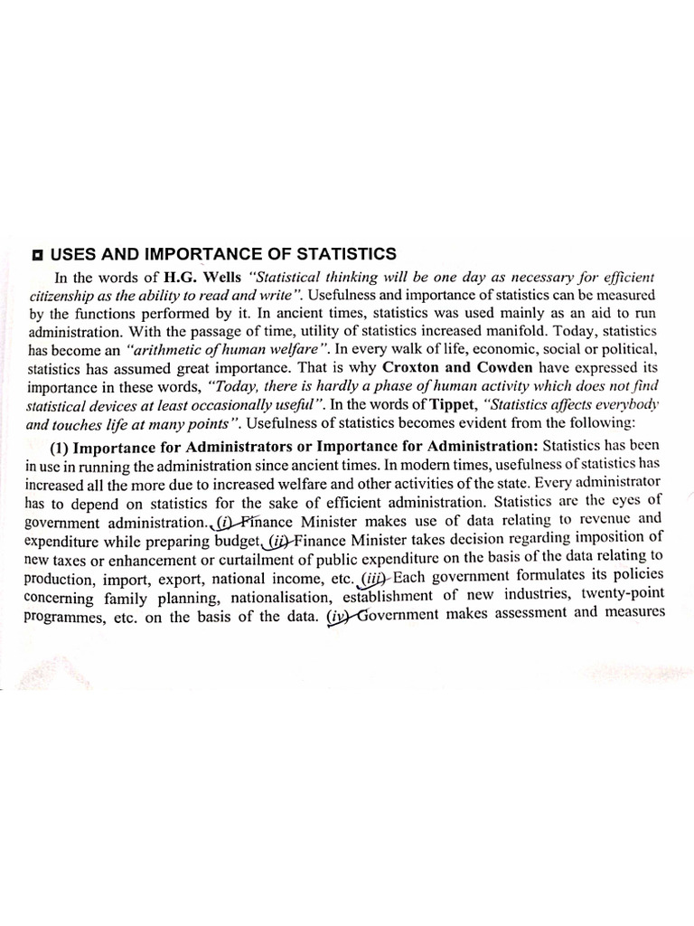 Uses & Importance of Statistics | PDF