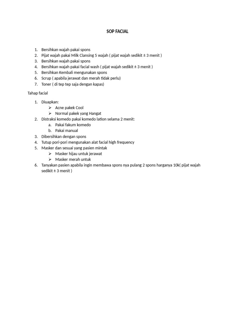 Sop Facial | PDF