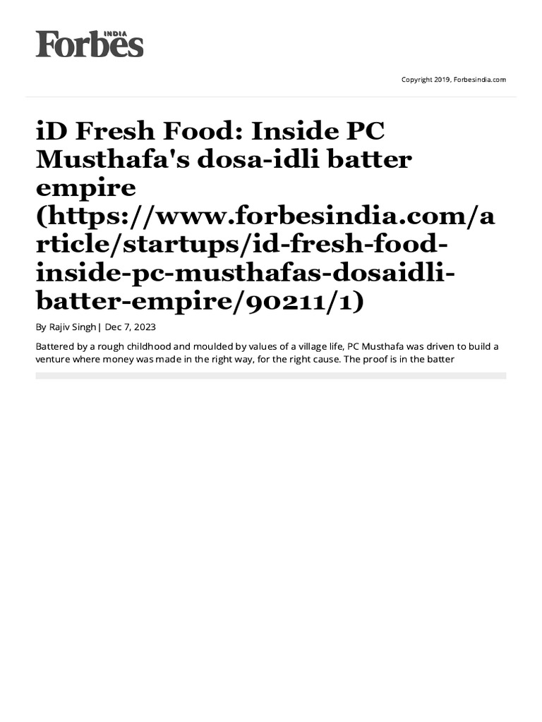 ID Fresh Foods Case | PDF