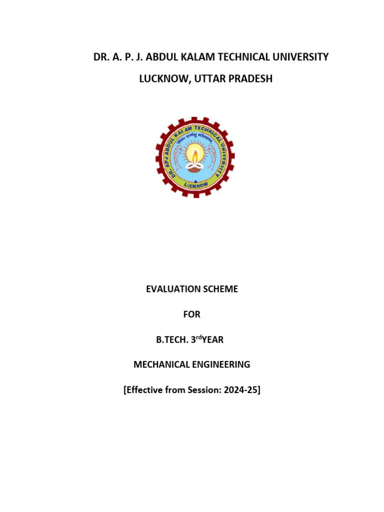 Annexure-I B Tech 3rd Year ME Evaluation Scheme Final | PDF