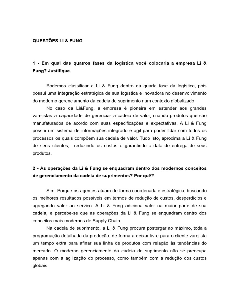 Trabalho Li & Fung | PDF