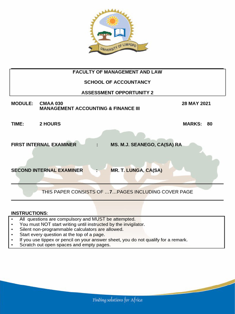 2021 Final CMAA 030 Assessment Opportunity 2 | PDF