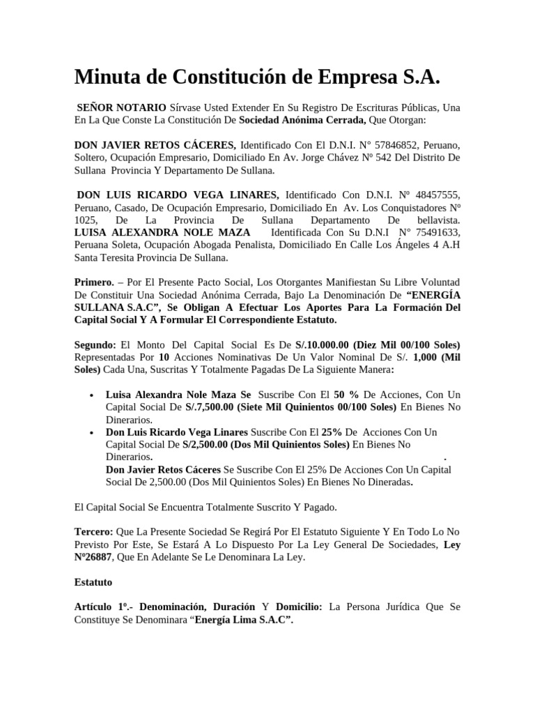 Minuta Empresarial | PDF