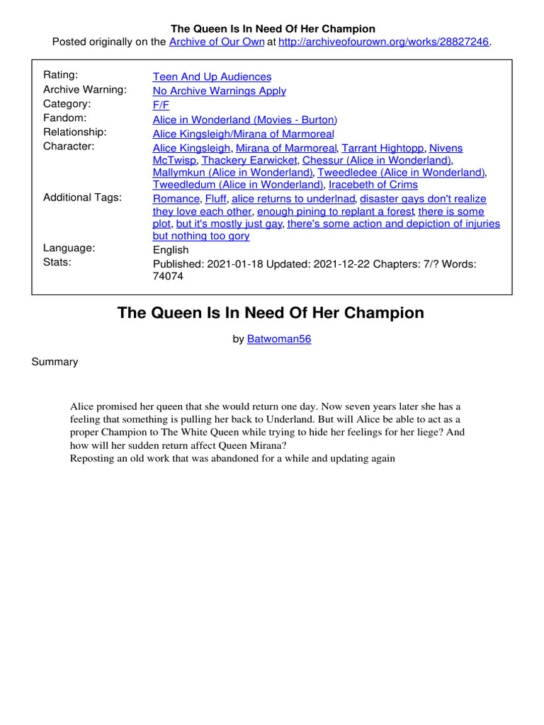 The Queen Is in Need of | PDF