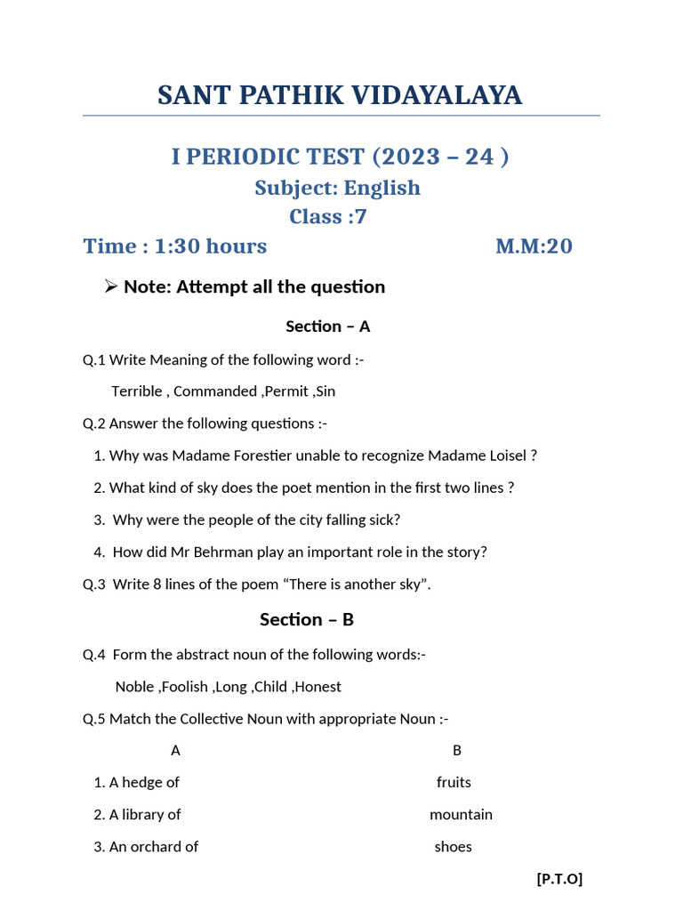 Sant Pathik Vidayalaya | PDF