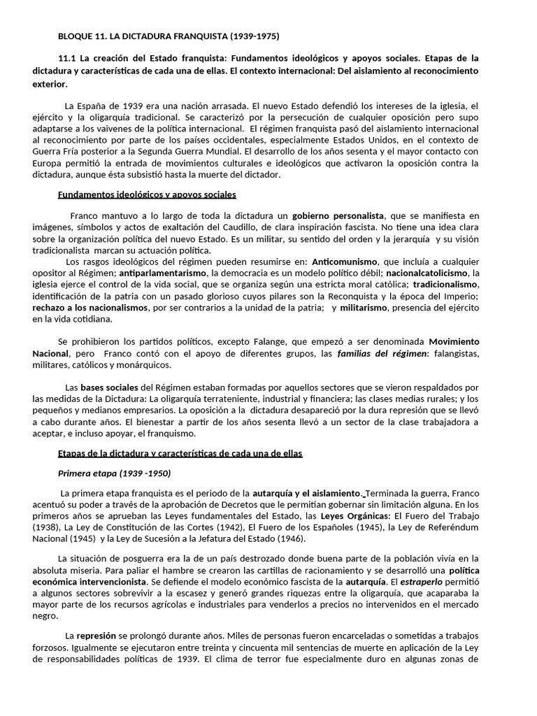 Bloque 11.1 | PDF | España franquista | Viajes y turismo